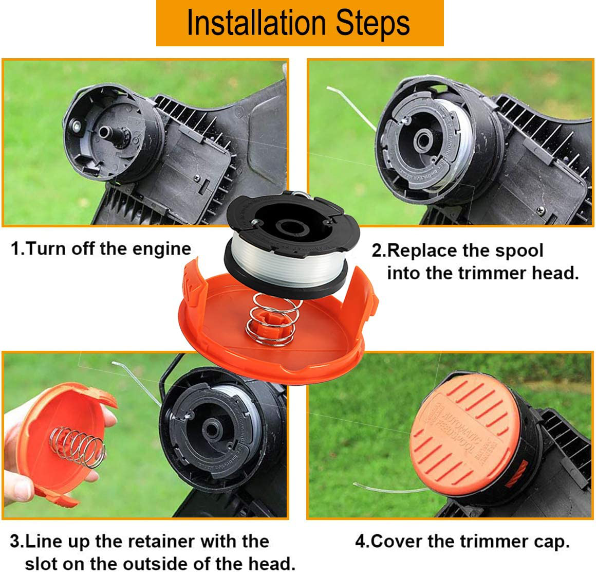 String Trimmer Spool Bundle for Black and Decker AF-100 GH900 GH600 ...