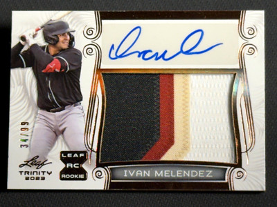 2023 Leaf Trinity AWESOME !! WORN PATCH ROOKIE AUTO Ivan Melendez 34/99 ...
