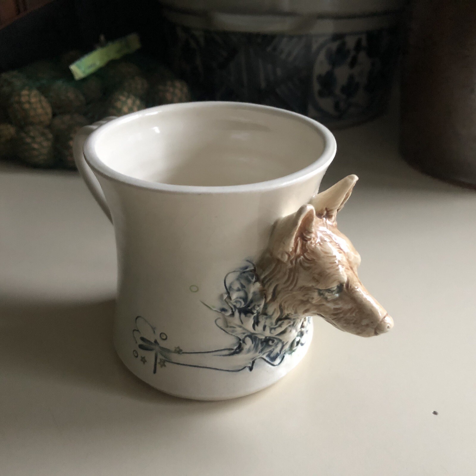 David Keyes Studio Pottery Porcelain Mug With Dog Head Tacoma ...