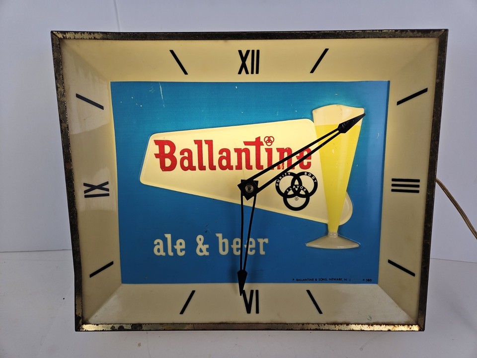 Vintage Working 1950's BALLANTINE Beer Lighted Bar Advertising Wall ...