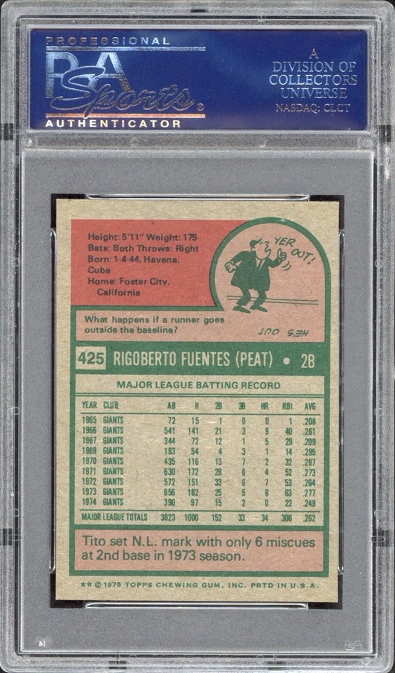 1975 Topps Mini Tito Fuentes #425 PSA 8 NM-MT San Francisco Giants | eBay