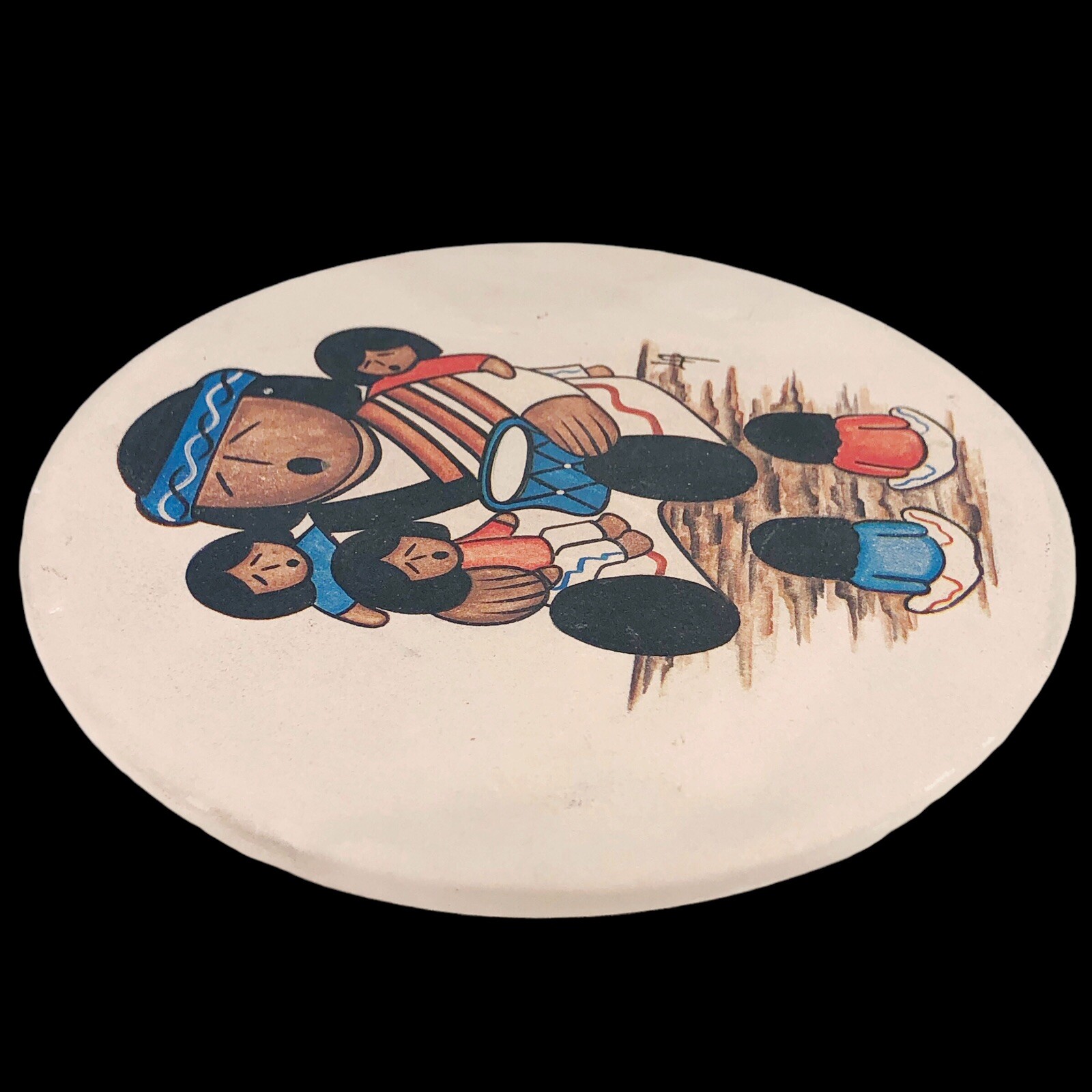 4 Native American Pueblo Storyteller Coasters Set Art Pottery Signed LA ...