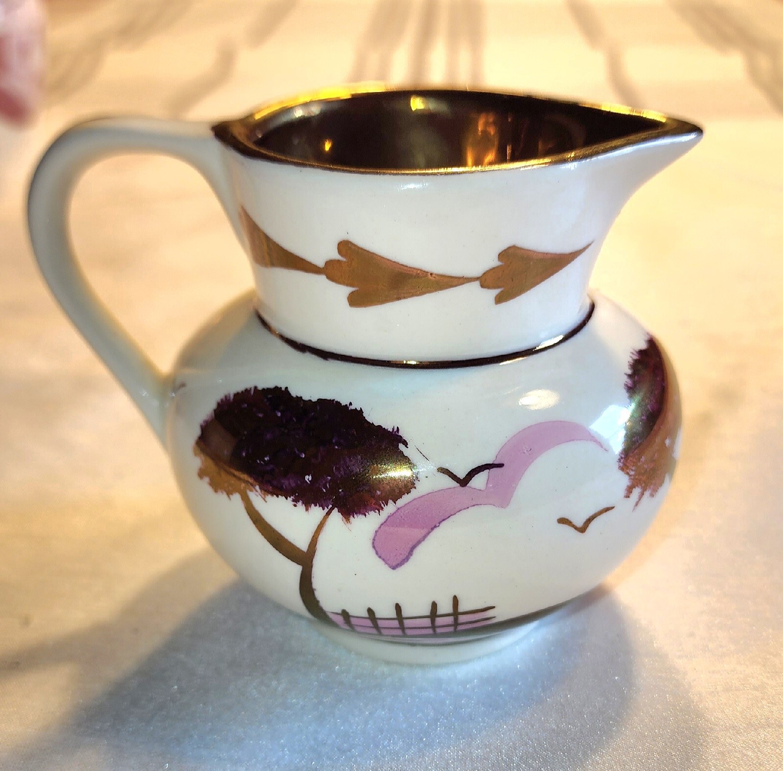 Old Castle England/Gray's Pottery Copper Lustre 4 Pc Creamer/Sugar Bowl ...