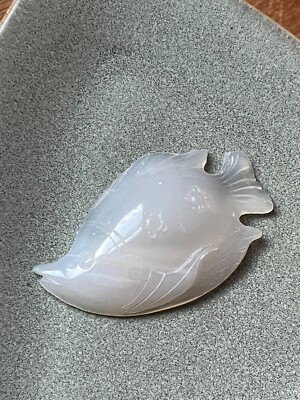 Finely Carved Translucent White Stone Tropical Ocean Fish w Dished Nose ...
