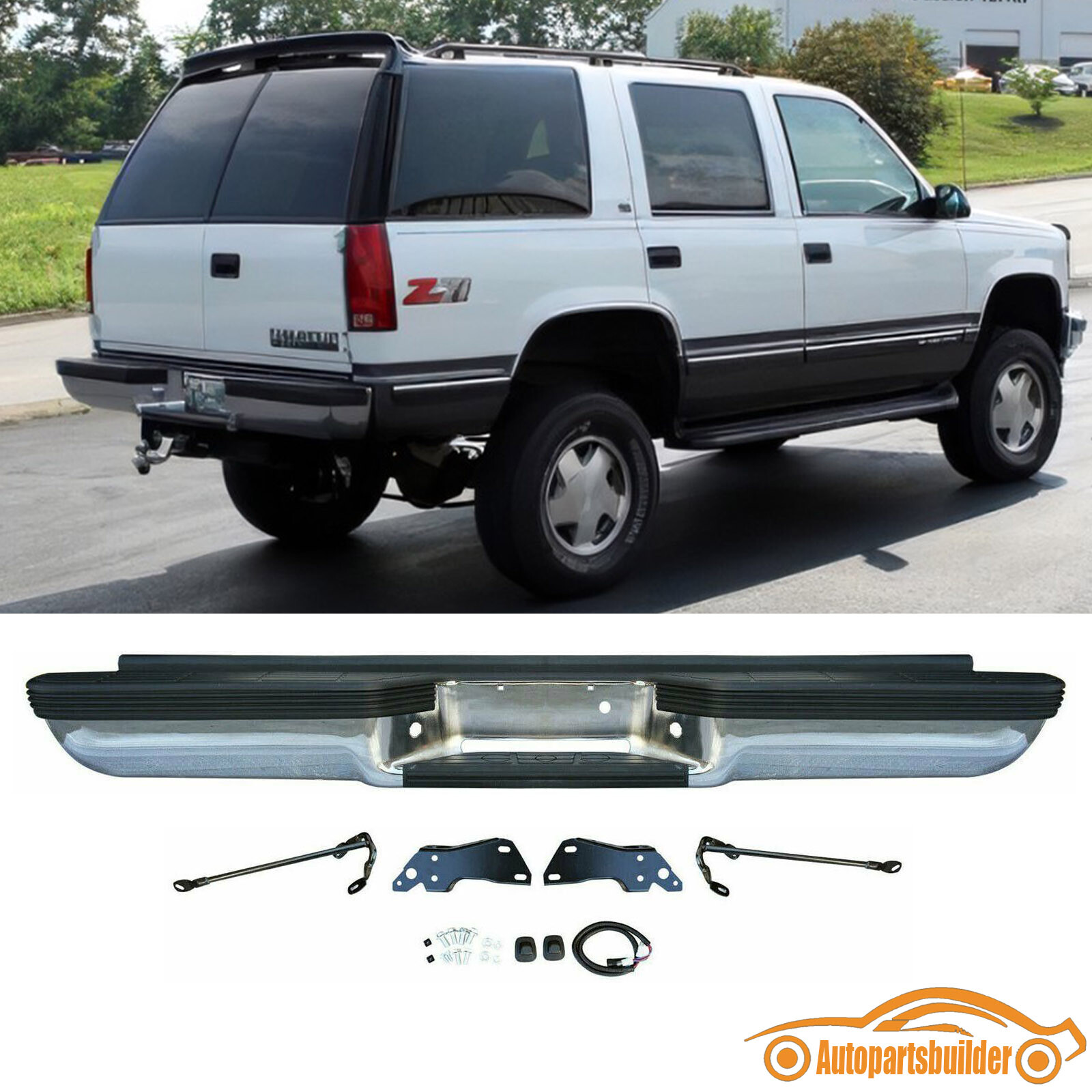 NEW Chrome Steel Rear Bumper Assembly For 93-99 Chevy Suburban Tahoe ...