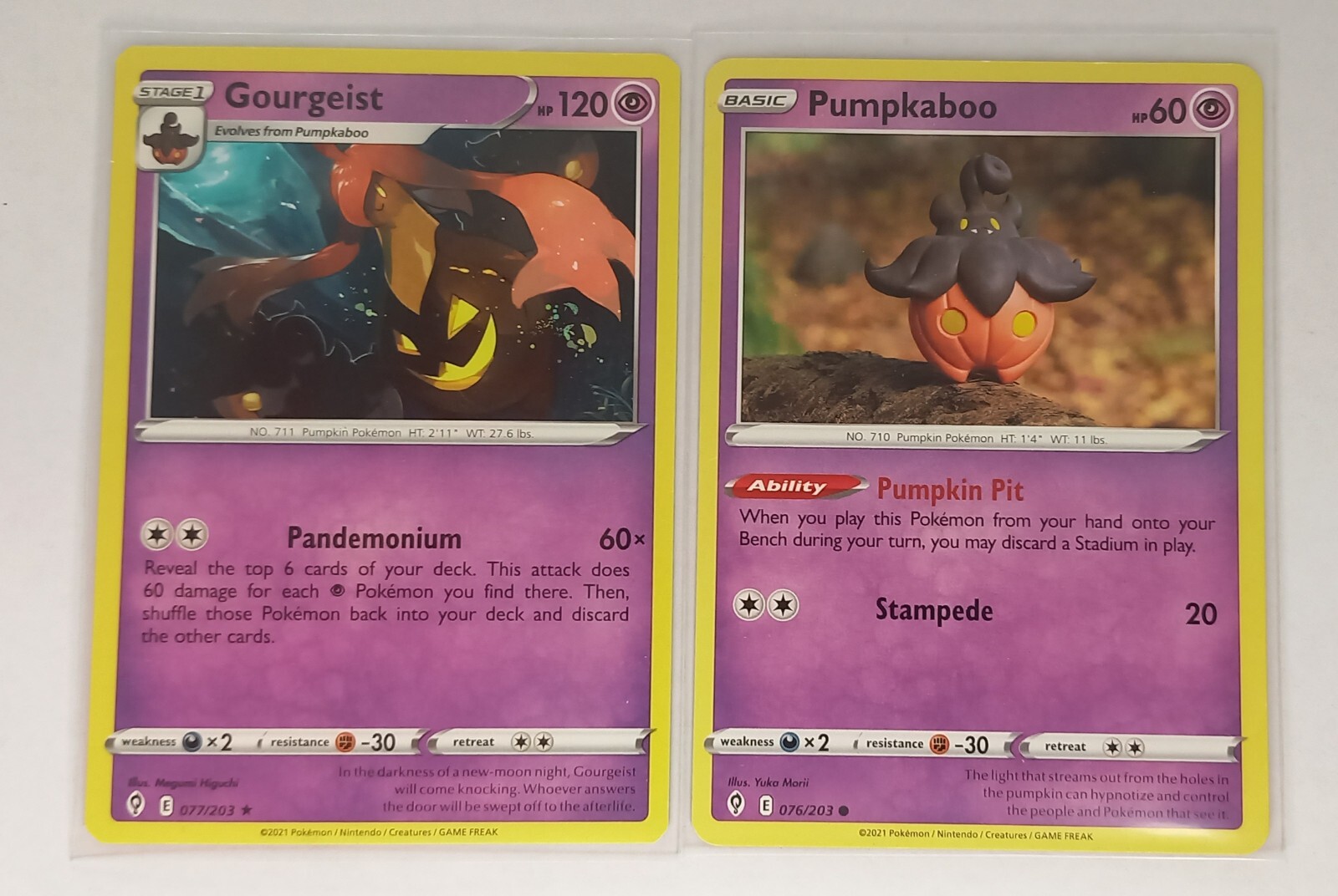 2 Pokemon Trading Cards Pumpkaboo Evolving Skies + Gourgeist - Trick or ...