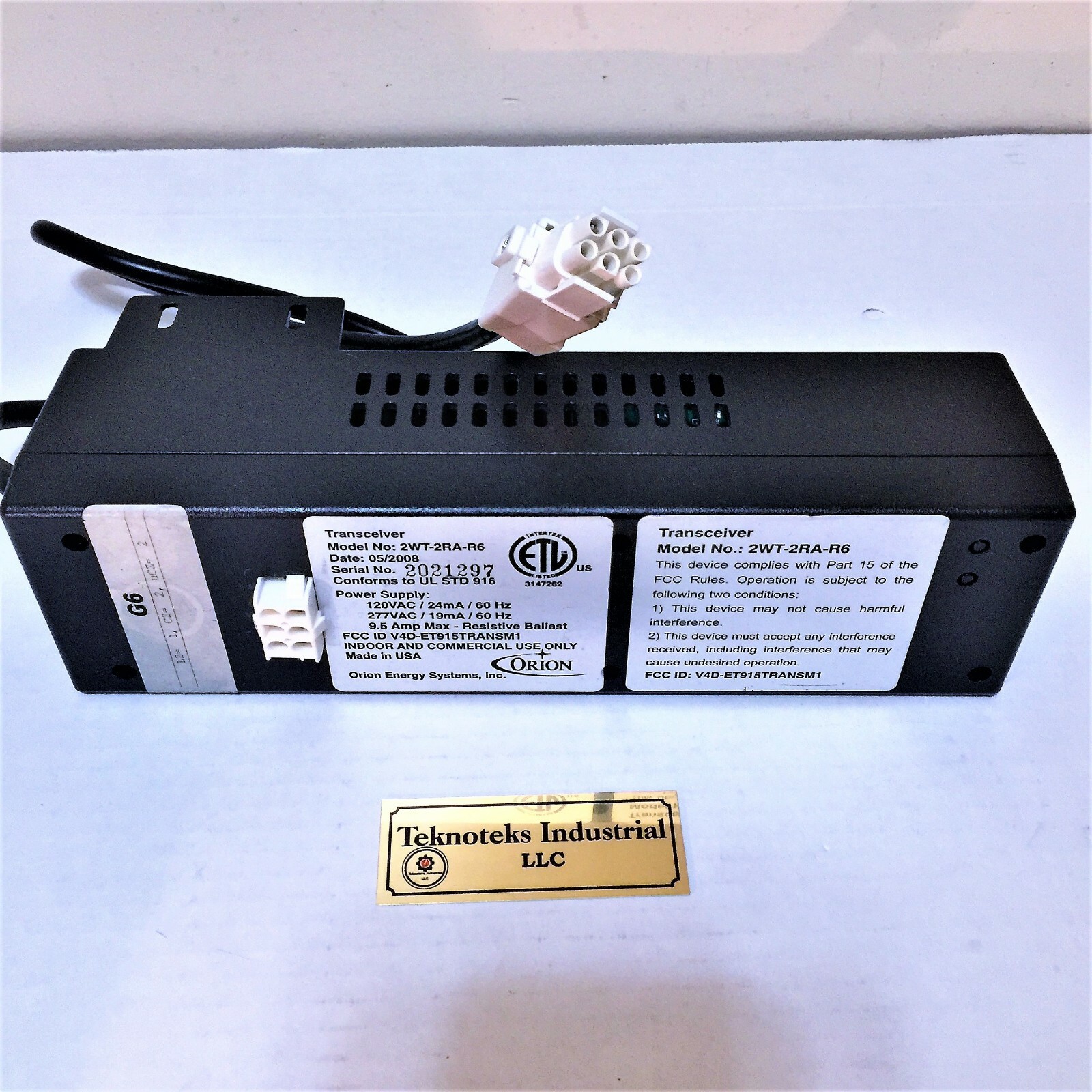 ORION 2WT-2RA-R6 9.5A AMP TRANSCEIVER 120/277V-AC 19/24MA B303726 for ...