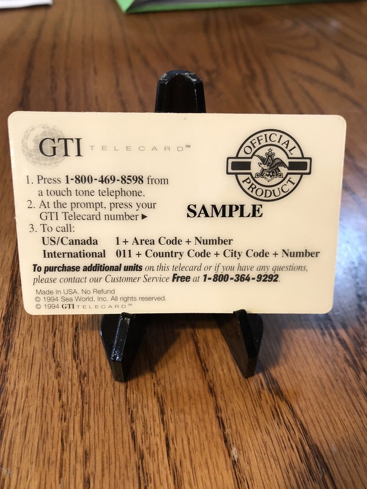GTI Telecom Telecard Phone Sea World SAMPLE CARD!! Killer Whale Orca ...
