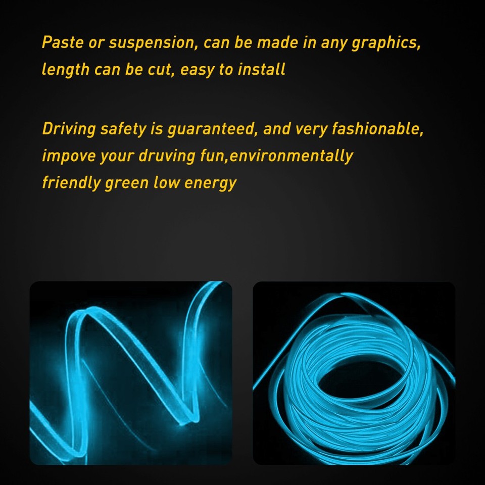 Ice Blue LED Car Decorative Atmosphere Wire Strip Light Accessories ...