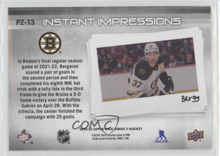 2022 Upper Deck Series 2 Instant Impressions Nickname Patrice Bergeron ...