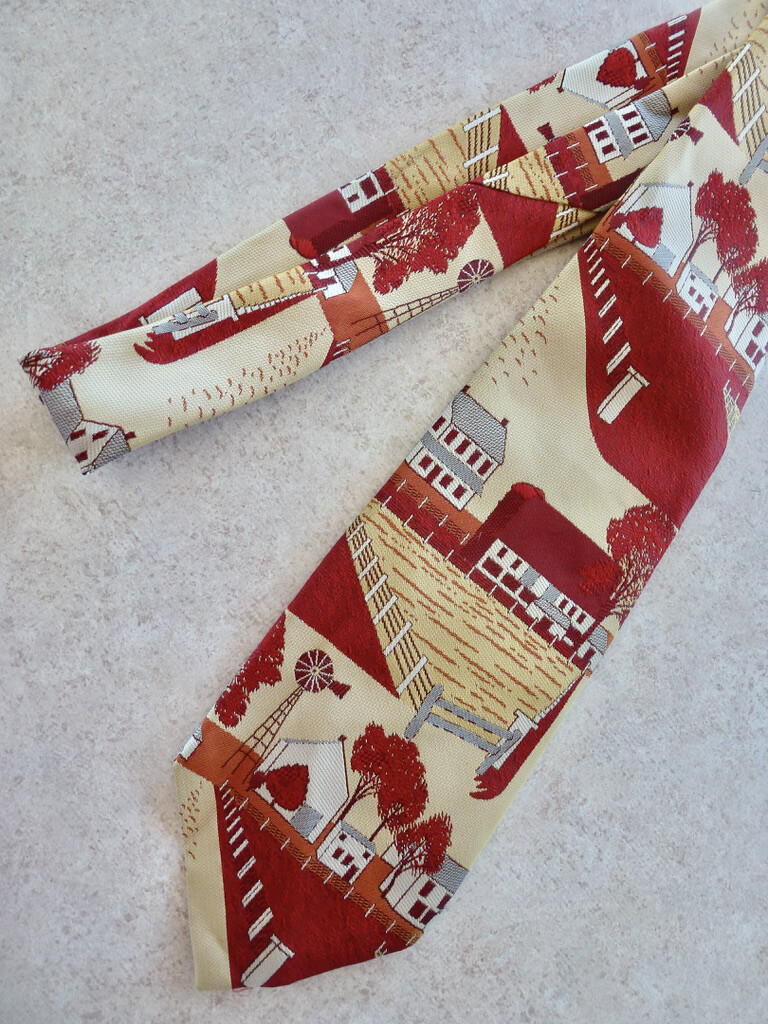 VINTAGE FABULOUSLY UNIQUE *FARM MOTIF* WIDE/FAT TIE i… - Gem