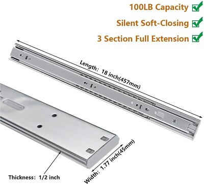 LONTAN 10 Pairs UnderMount Drawer Slides 18 inch Full Extension Soft ...
