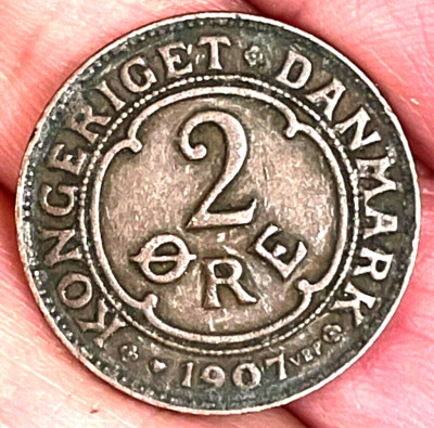 1907 Danmark 2 ore coin GJ mark | eBay