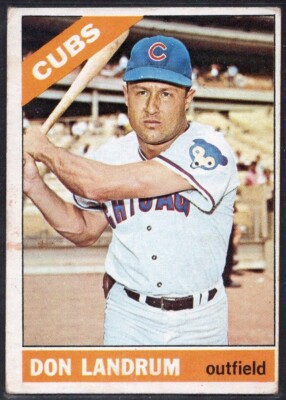 1966 Topps Baseball Card #43 Don Landrum No Buttons Variant Chicago ...