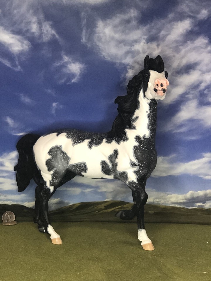 OOAK Breyer cm Custom Horse Mustang Mare by D.Williams*Black Roan Pinto ...