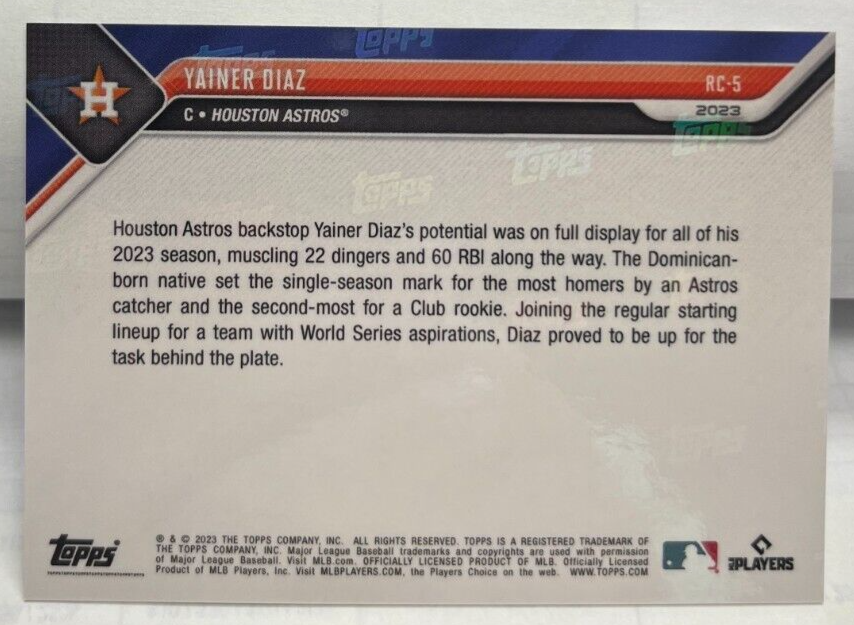 Yanier Diaz 2023 Topps Now MLB All-Star Rookie Cup Team #RC-5 - ASTROS ...