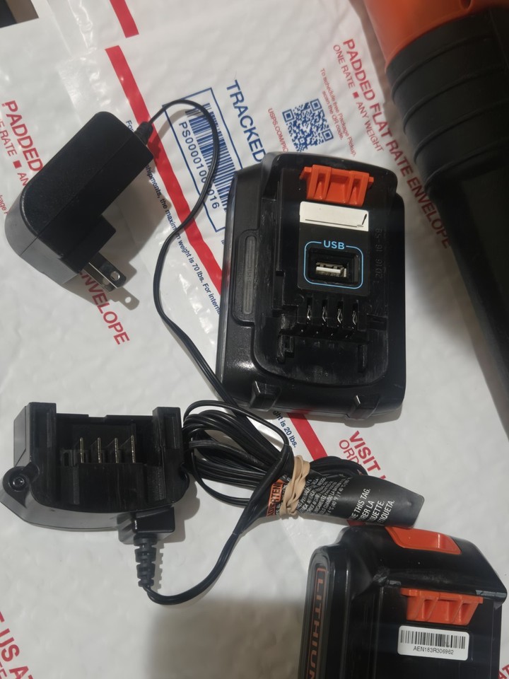 BLACK & DECKER (20V) LEAF BLOWER POWER BOOST NO. (LSW321) + (2) OEM BAT ...