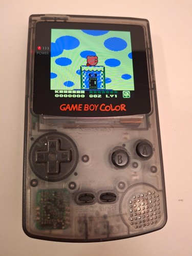 GBC Gameboy Color smoke gray modded OLED touchscreen Li-Ion speaker ...