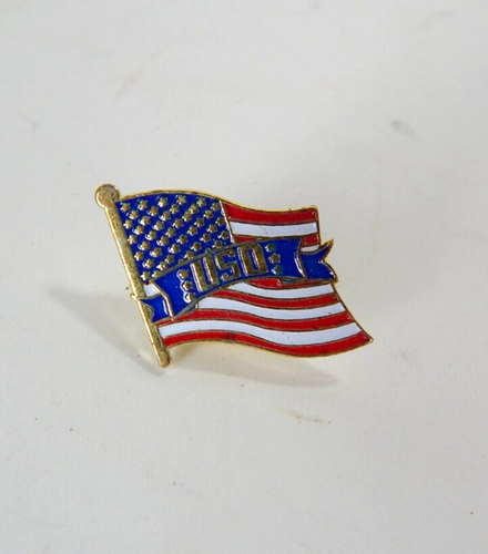 Vintage USO American Flag Enamel Metal Bubble Lapel Pin | eBay