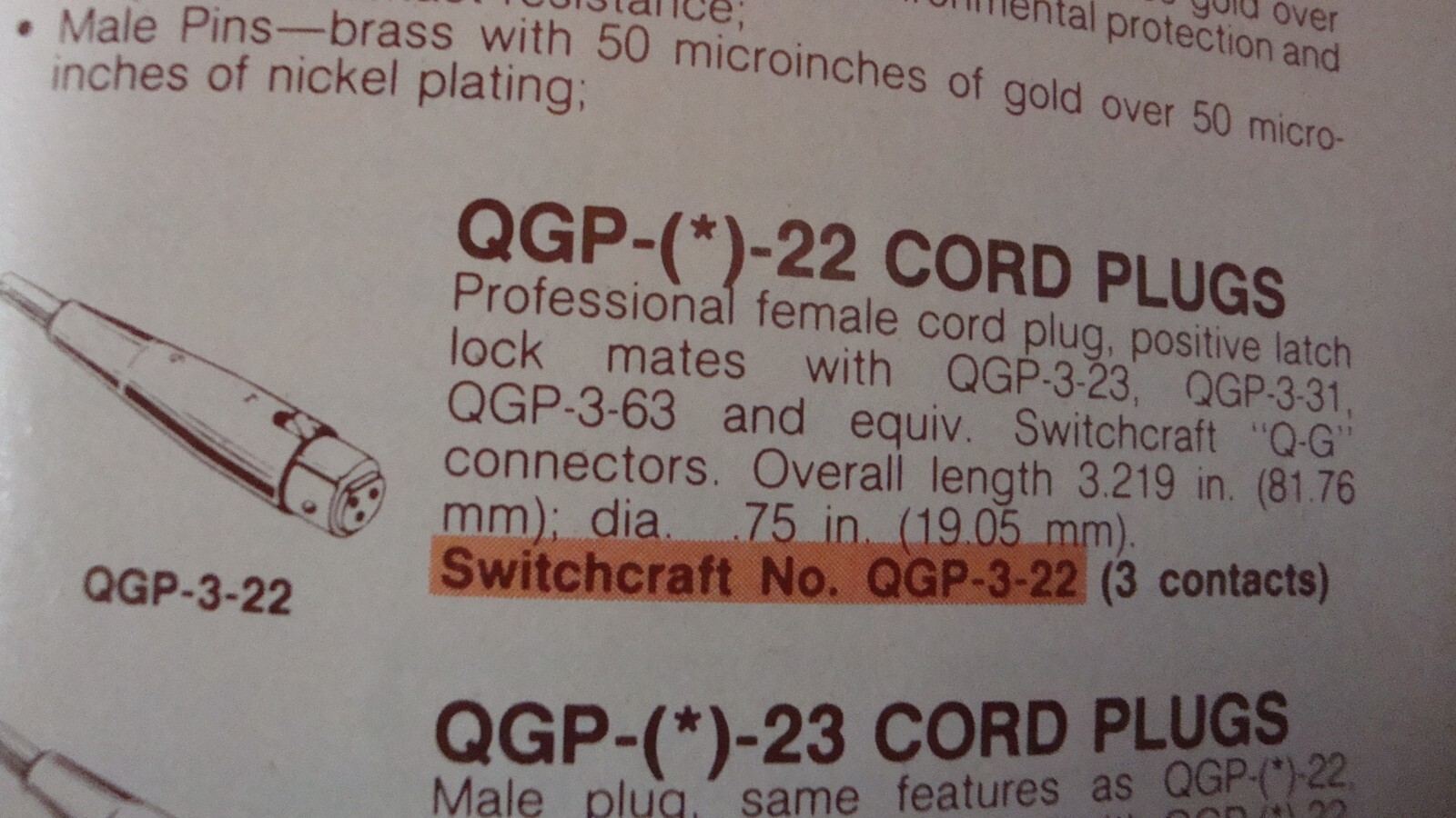 Switchcraft QGP322 3 Pin Female Cable Connector Similar A3f for sale ...