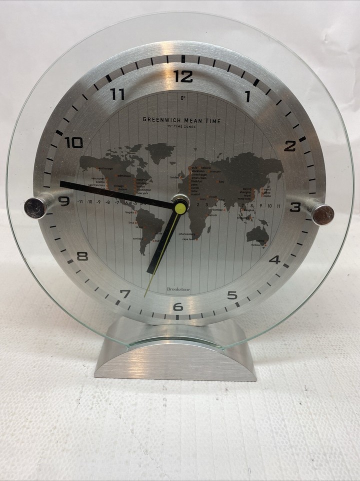 Brookstone World Time Analog Clock, Greenwich Mean Time- WORKS | eBay