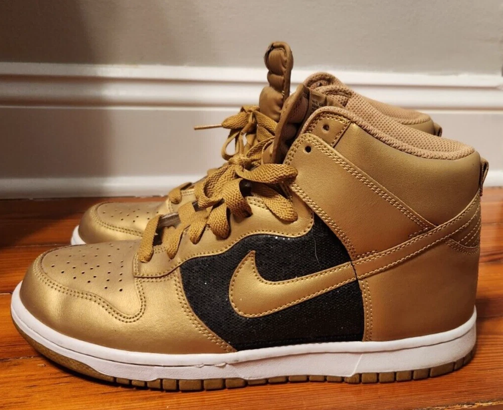Nike Dunks High Tops Gold