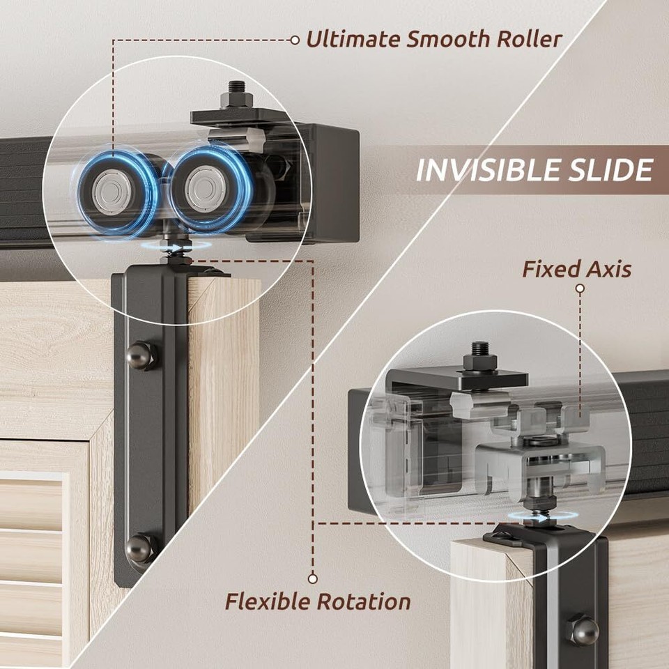 3/3.3/4FT Box Rail Folding Door Hardware Sliding Barn Door Track Wall ...