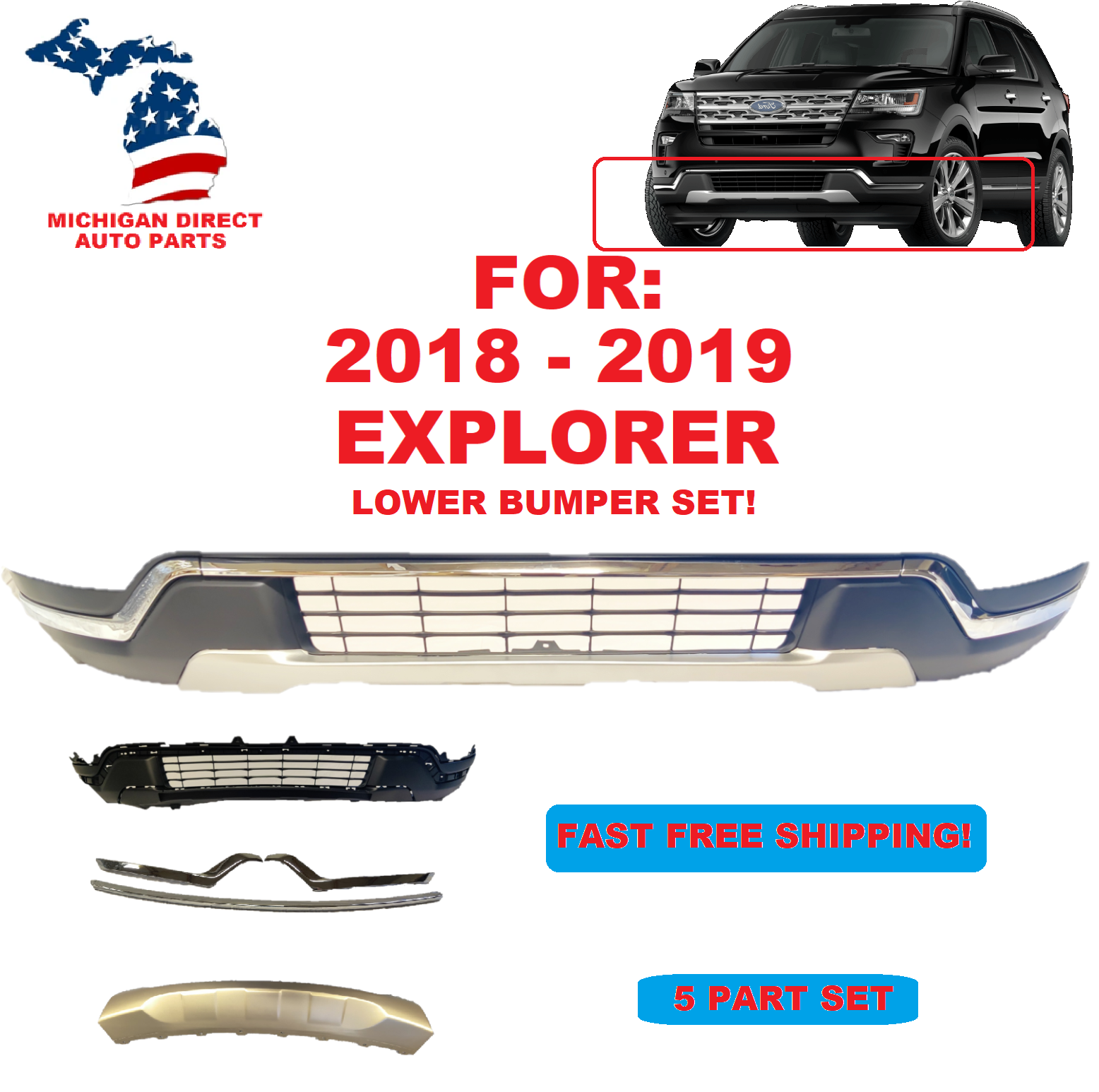 FOR 2018 2019 Ford Explorer LOWER Bumper Cover | eBay