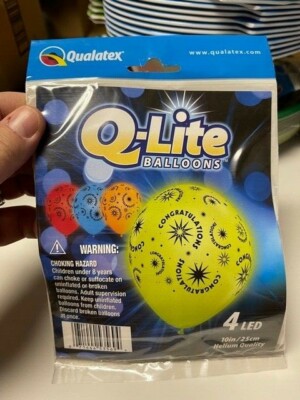 Qualatex Latex Balloons 4 ct 10" Q-Lite LED Multicolor New!!! | eBay