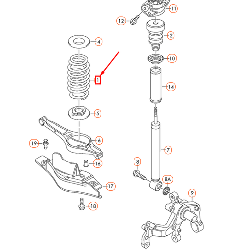 NEW VOLKSWAGEN CC REAR COIL SPRING 3C0511115AT ORIGINAL 3C0-511-115-AT ...