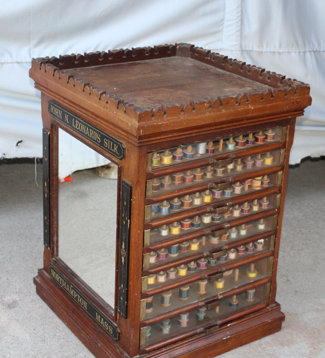 Antique Thread Cabinet Collector With A Needle: Spool Cabinets