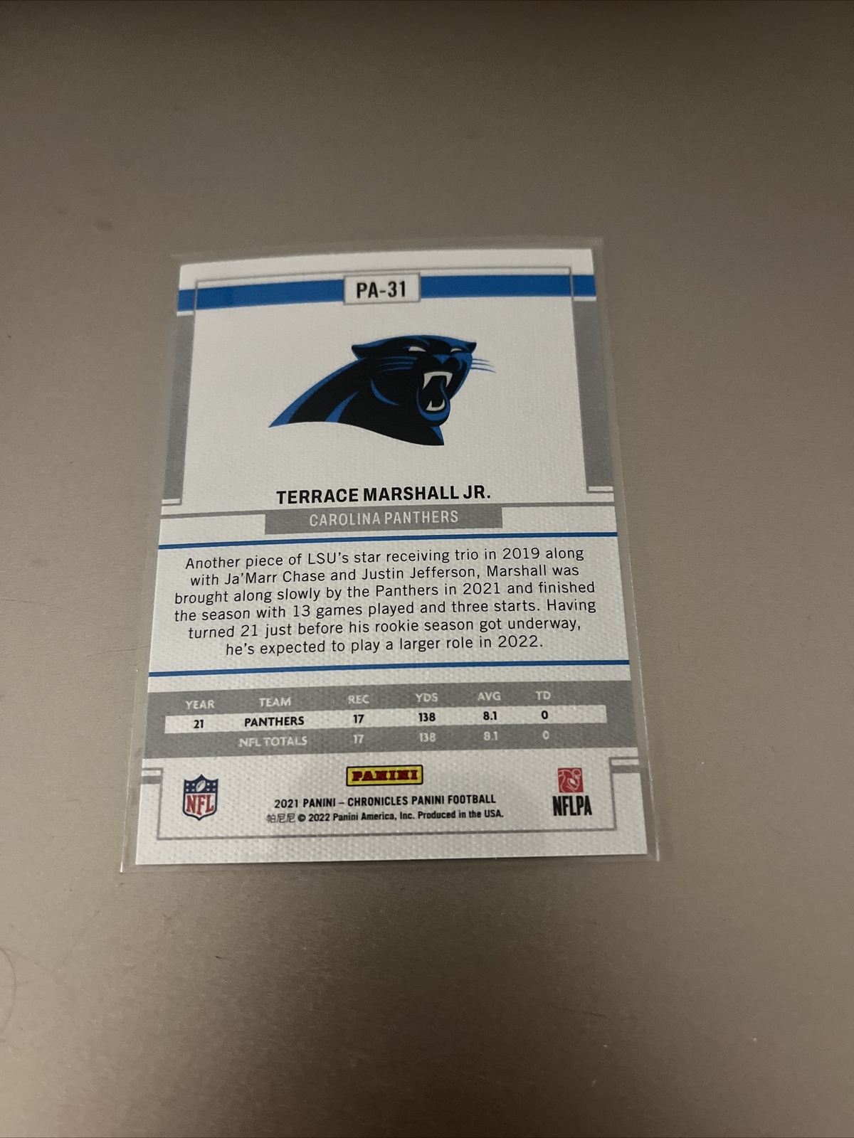 2021 Panini Chronicles - Panini #PA-31 Terrace Marshall Jr. (RC) for ...