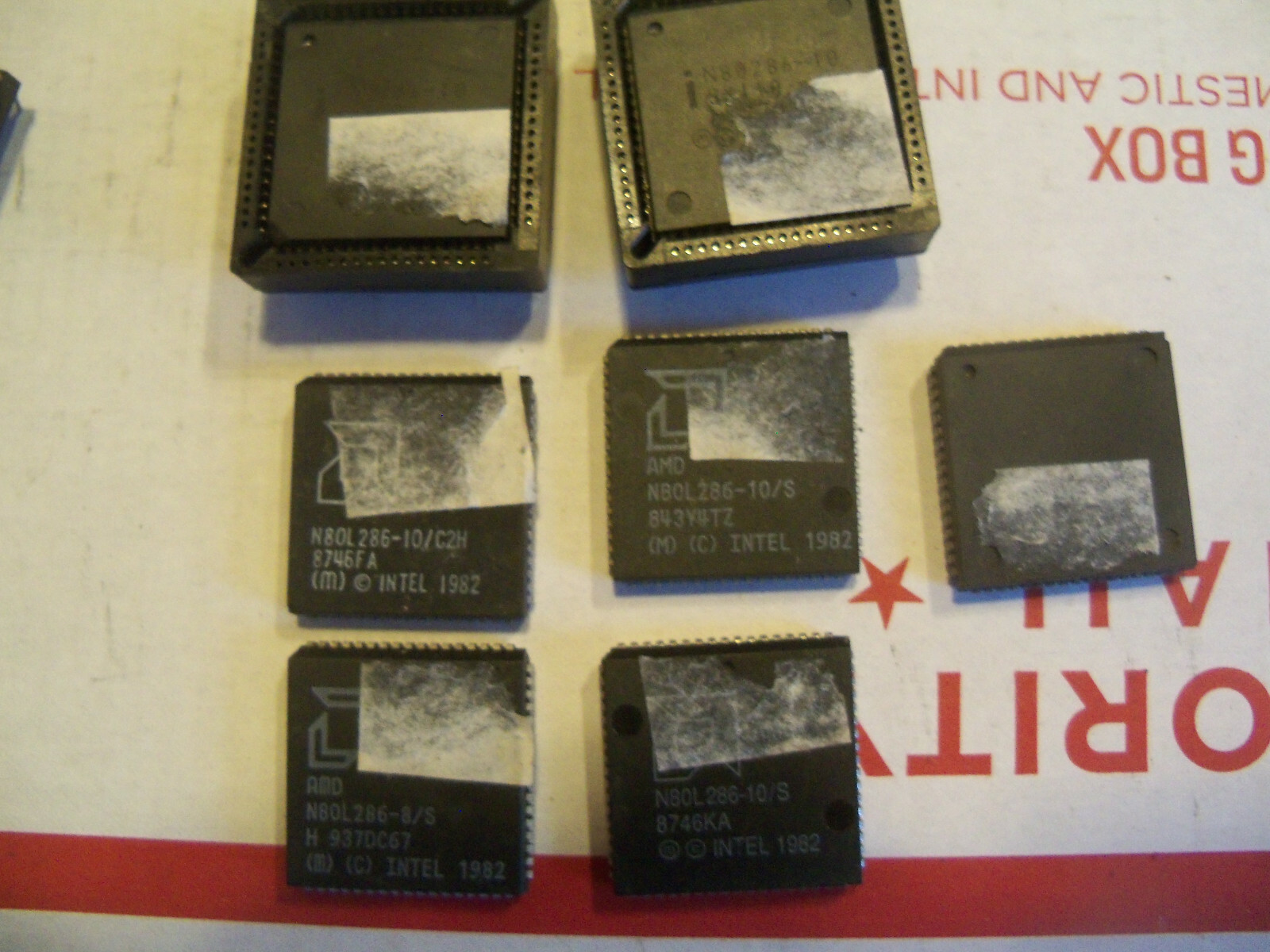 lot of 7 286 Microprocessor chips 4pc AMD N80L286-10 and 3pc Intel ...