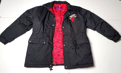 90s Chicago Bulls Official NBA Pro Player Black Puffer LG Jacket by ...