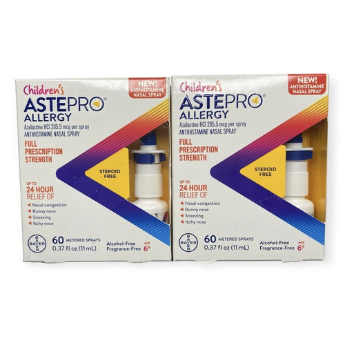 2 BOXES Astepro CHILDREN Allergy Steroid Free Nasal Spray 60 Sprays Ex ...