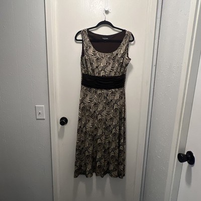 Perceptions New York brown and beige Print Sleeveless Stretchy Dress ...