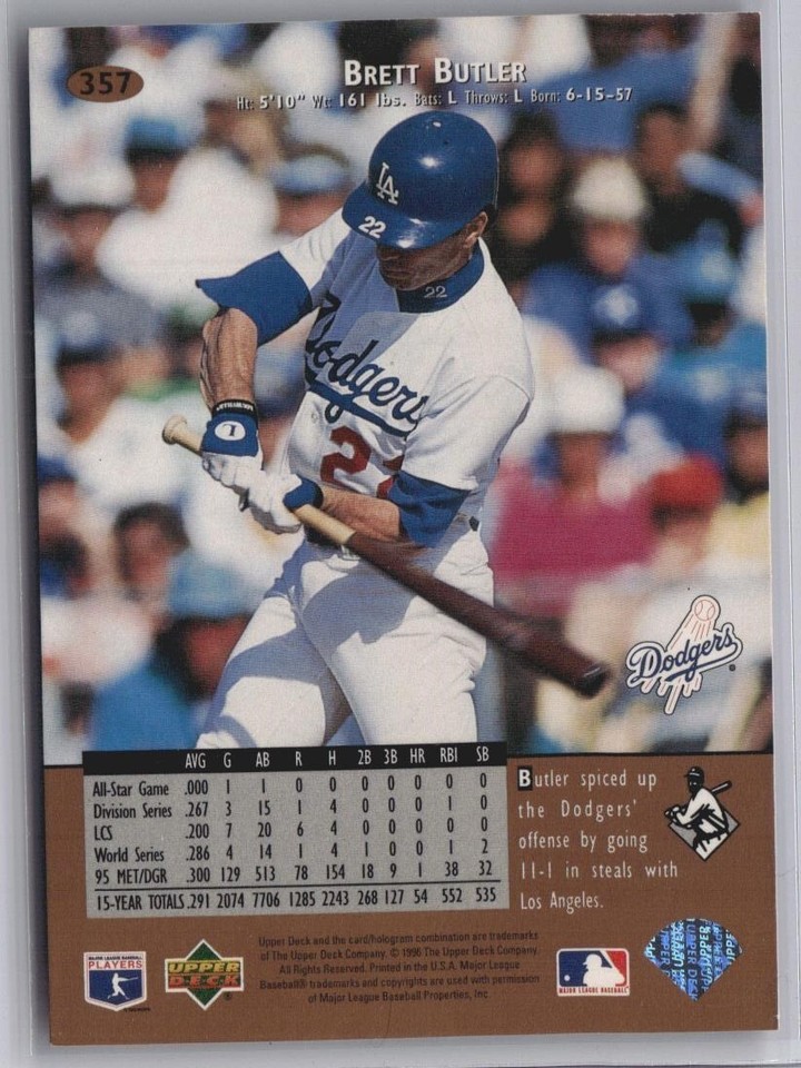 1996 Upper Deck Baseball Card #357 Brett Butler | eBay