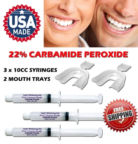 22% Carbamide Peroxide Teeth Whitening Gel 3 x 10 ml Syringes Tooth ...