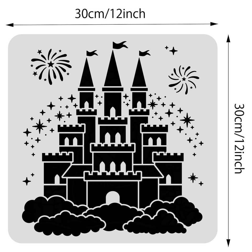 Castle Pattern 12x12 Stencil – Reusable Painting Template for Crafts ...