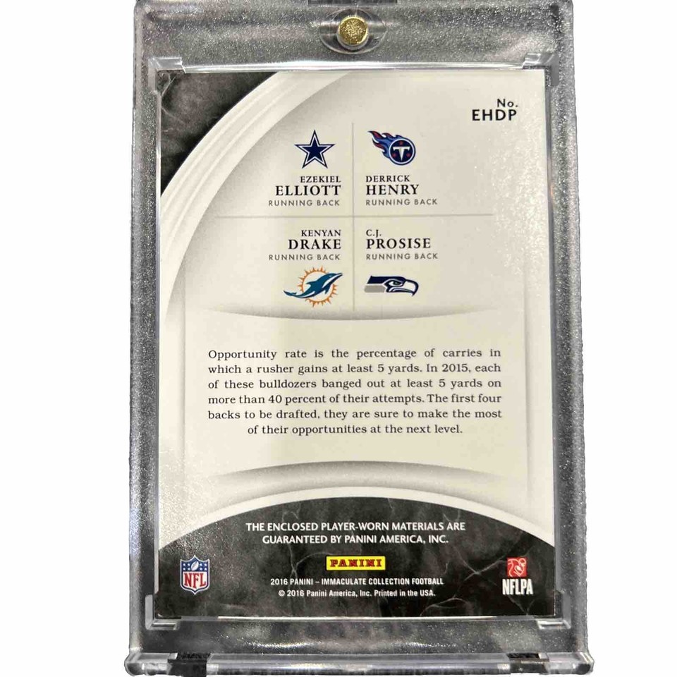 2016 Immaculate Derrick Henry RC Quad Patch #'d 1/1 Ezekiel Elliott ...