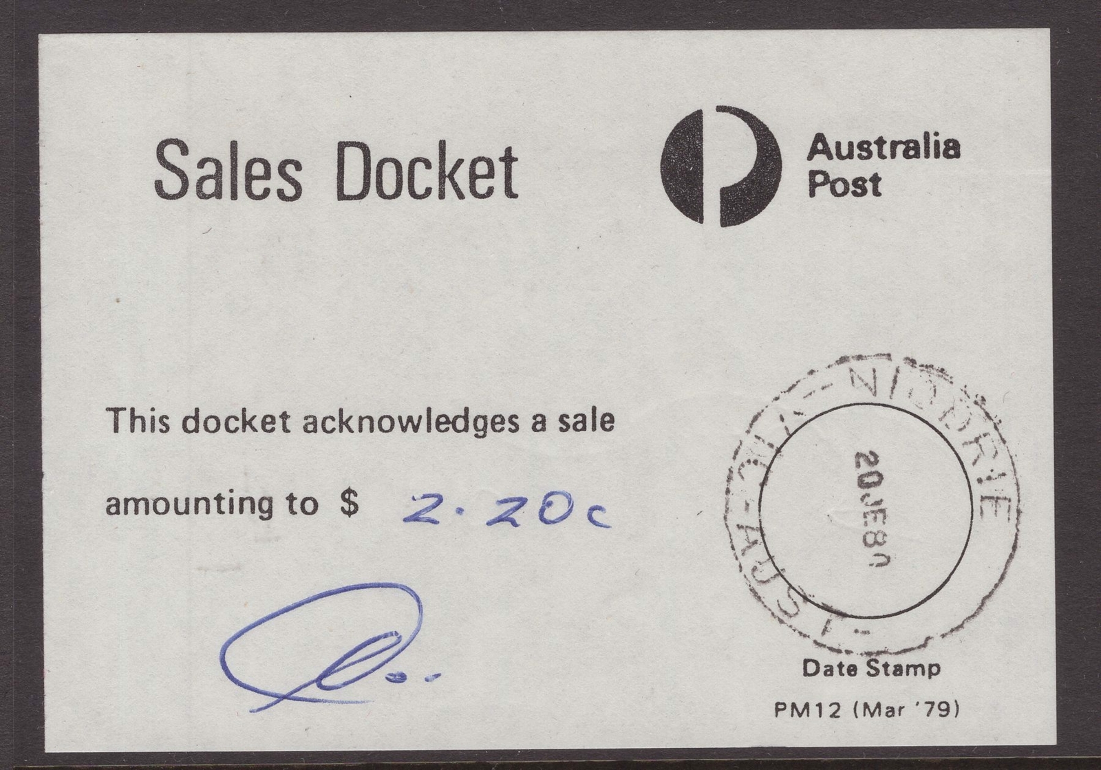 Australia Post Sales Docket 1980 Victoria use | eBay