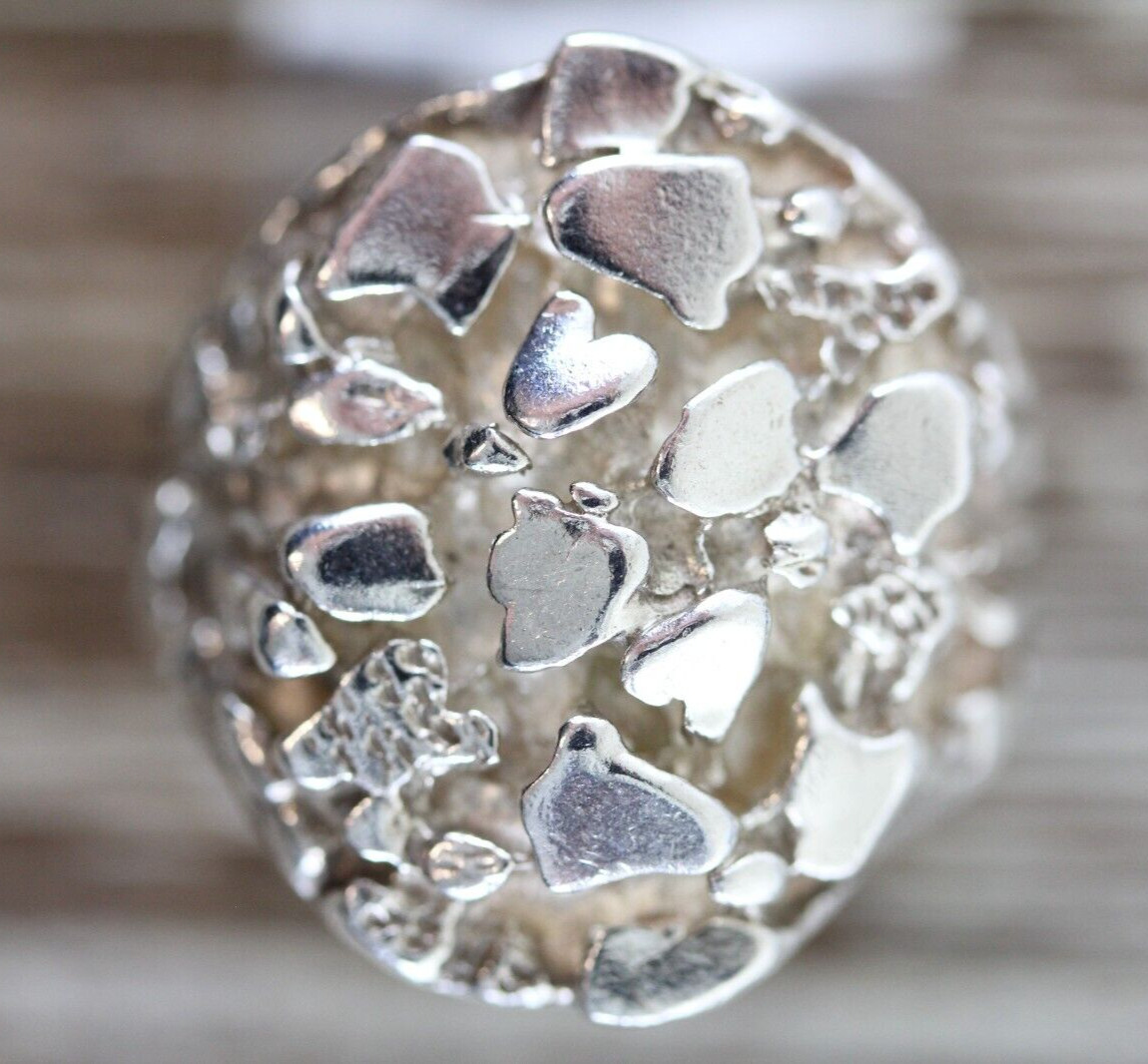 VINTAGE BRUTALIST NUGGET STERLING SILVER 925 RING SZ … - Gem