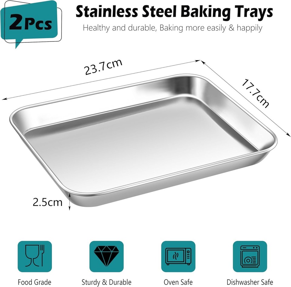 Mini Oven Tray, Stainless Steel Small Baking Trays Sheets Pan ...