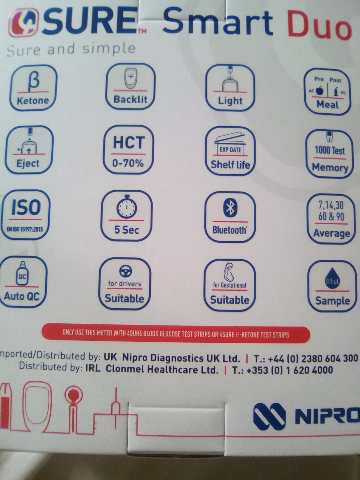 4 Sure Smart Duo Blood Glucose & b-Ketone Monitoring System Brand New ...