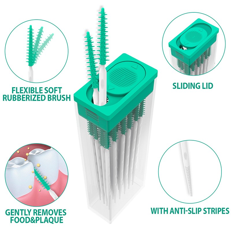 100Pcs Interdental Brush Toothpick Soft Silicone Tooth Picks Dental ...