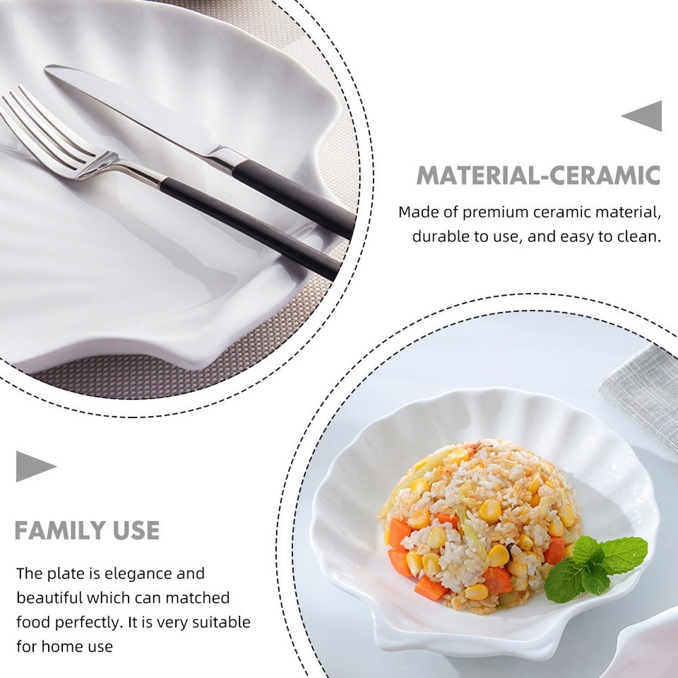 2 Pcs Shell Dish Ceramic Plate Shell-shaped Dessert Tray Home Accessory ...
