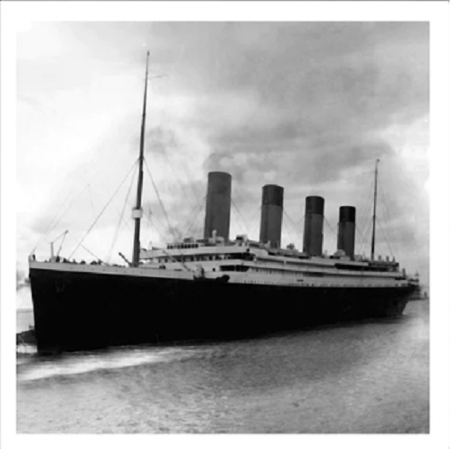 Titanic At Harbor Picture in Champagne Wood Frame, Black & White ...