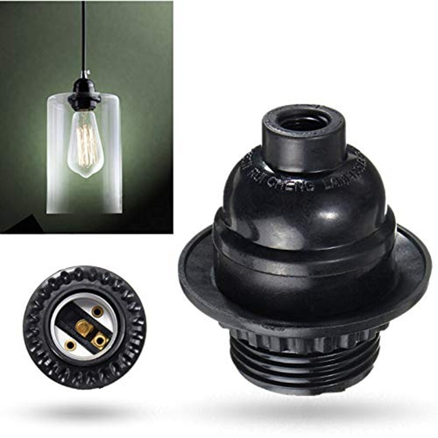 2X Phenolic Keyless Light Socket E26 E27 Base Lamp Replacement Black ...
