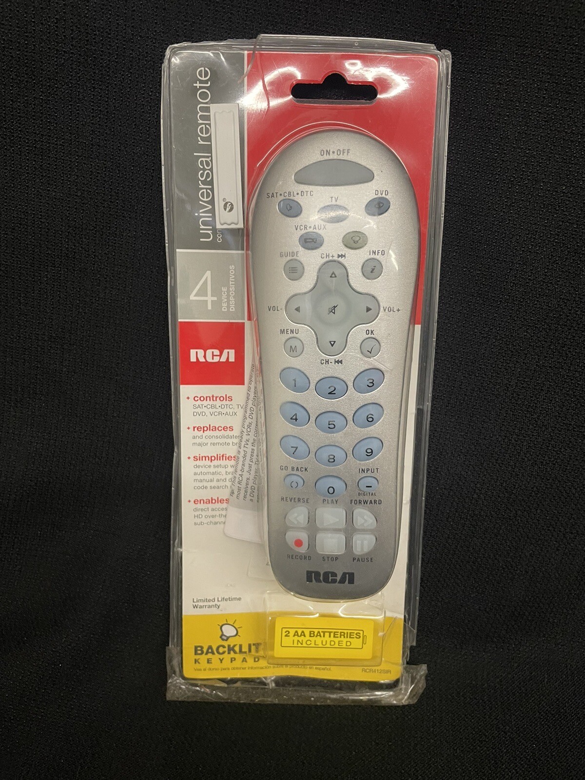 RCA RCR412SIR 4-Device Backlit Universal Remote Control Silver - | eBay