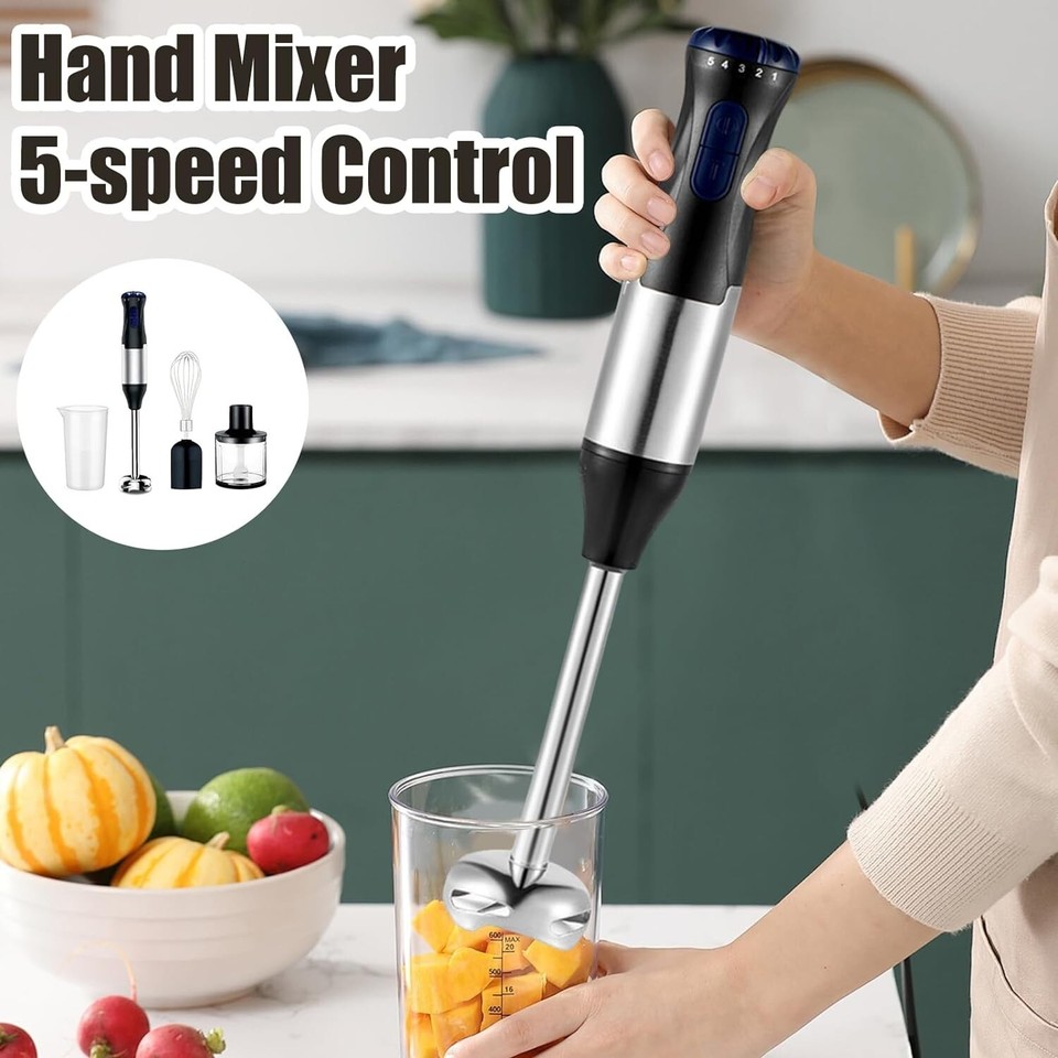 1000W 4 in1 5 Speeds Immersion Multi-Purpose Stick Hand Blender Heavy ...